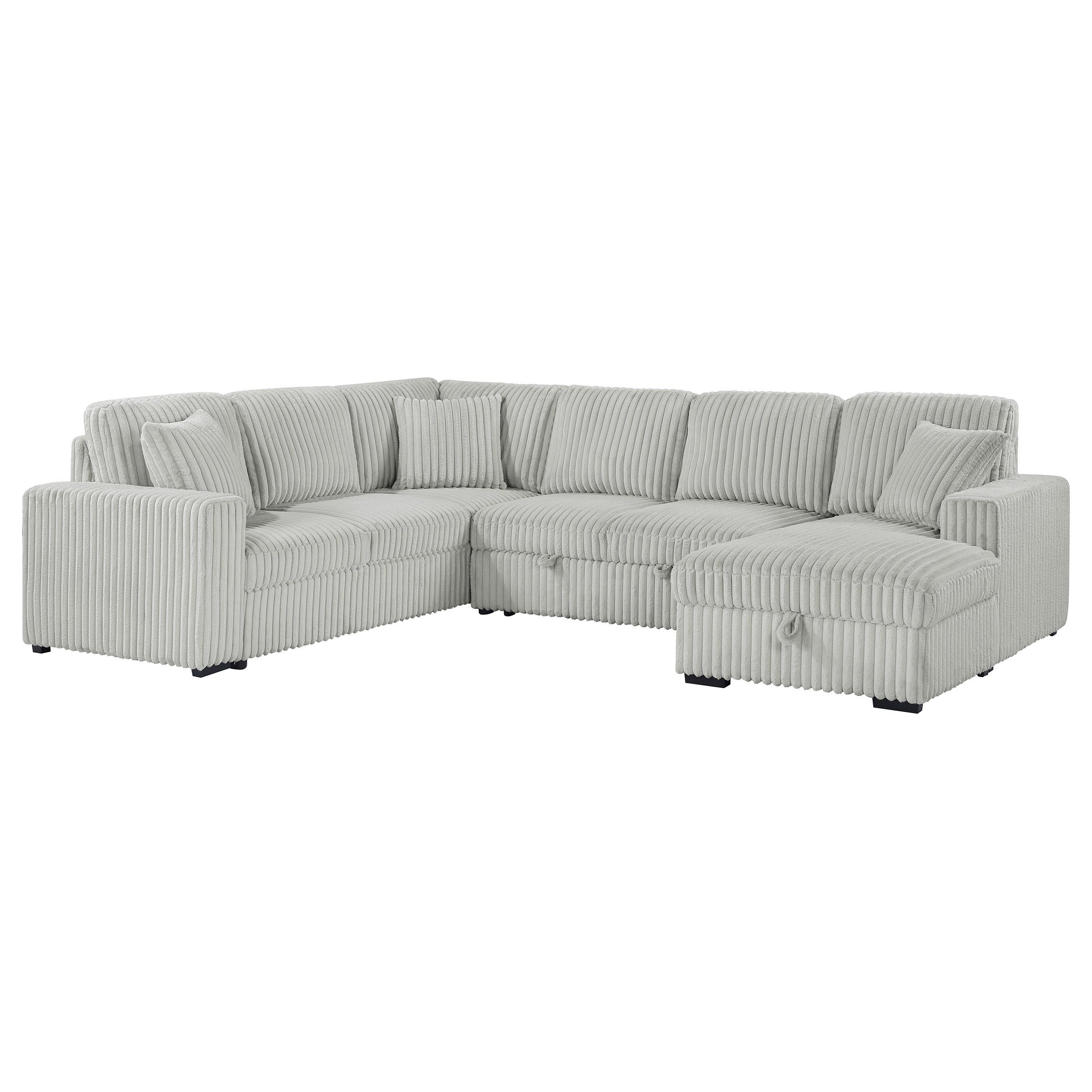 Devonshire Sleeper Sectional Sofa Storage Chaise Grey – Best 4 Less Furniture & Mattress Discount